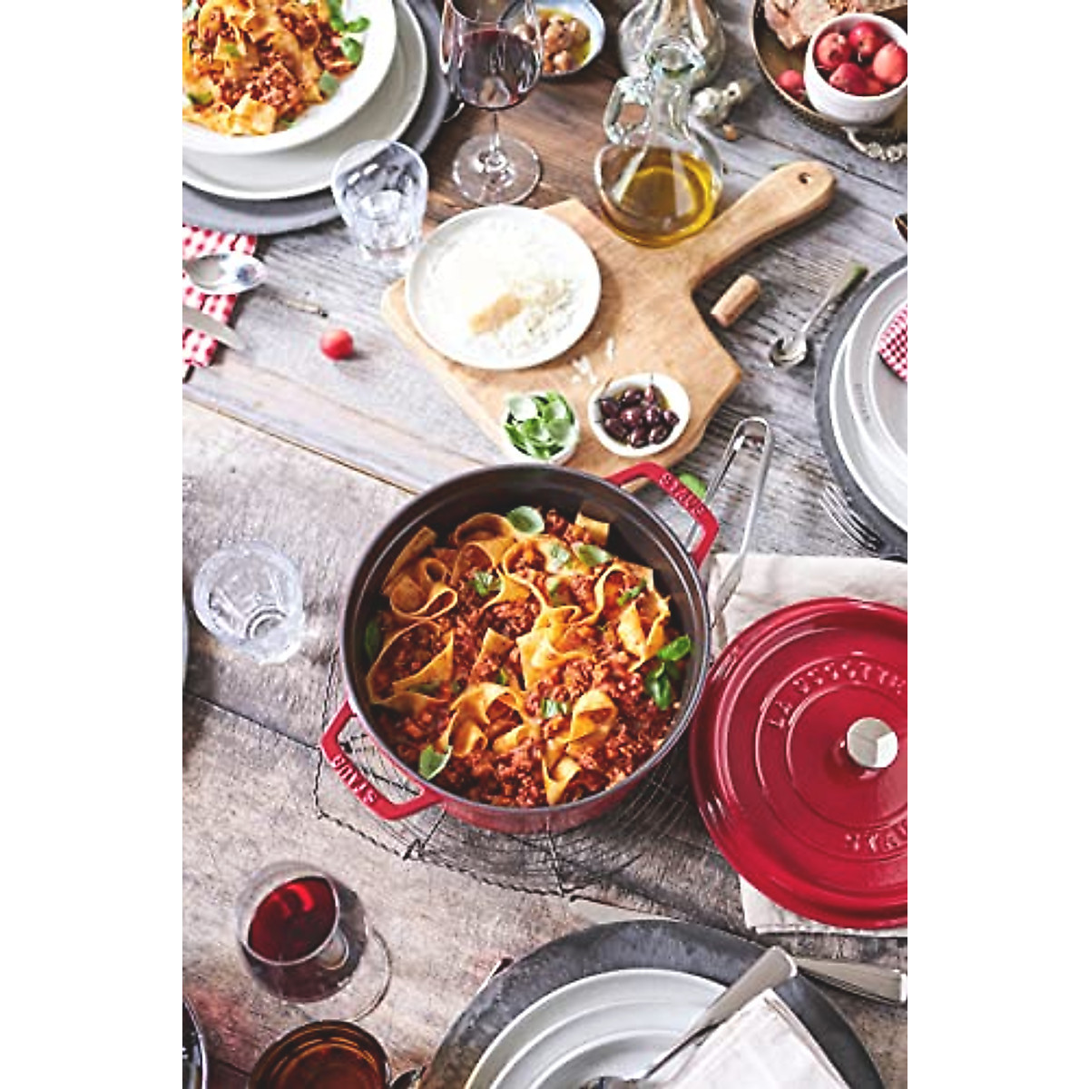 Staub Cast Iron Dutch Oven 5-qt Tall Cocotte, Made in France, Serves 5-6, Cherry