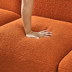 CALABASH Convertible Modular Sectional Sofa, 94.5''W L-Shape Couch with Reversible Chaise DIY Combination Teddy Fabric Cloud Sofa Couch for Living Room, Bedroom(Orange)