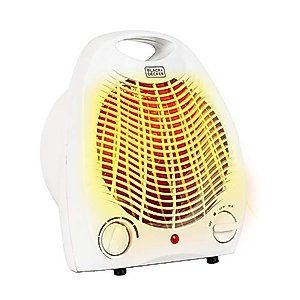 BLACK+DECKER Space Heater, for Office Desk, Home Office & Portable Desk, Personal Heater with 3 Settings, Desk Heater with Adjustable Thermostat, Black & White