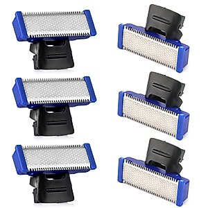 Replacement Heads for Old Version of Microtouch Solo Mens Shaver Electric Micro Trimmer (Pack of 6)