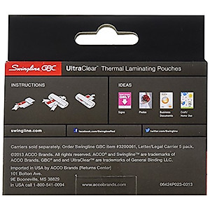 GBC Thermal Laminating Sheets / Pouches, ID Card Size, 5 Mil, Heat Seal Ultra Clear, 100 Pack (56005)