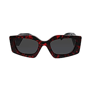 Prada PR 15YSF 09Z5S0 Scarlet Tortoise Plastic Irregular Sunglasses Grey Gradient Lens