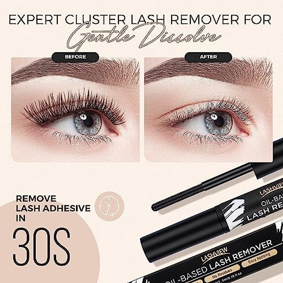 LASHVIEW Lash Remover, Lash Sealer Lash Extension Sealant, Cluster Lash Glue for Sensitive Eyes, Super Strong Hold 72 Hours DIY Eyelash Extension Glue, Sealer, and Remover, Latex Free