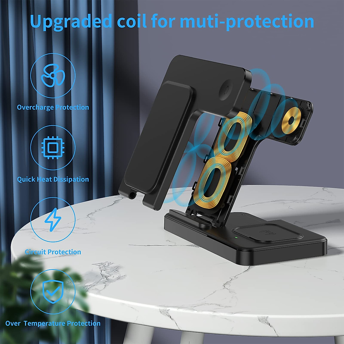 Wireless Charger iPhone, 3 in 1 Charging Station Apple 18W Fast Charging Station for Multiple Devices Apple - iPhone 15 14 Pro Max 13 12 11 - iWatch 8 7 6 5 4 3 2 Se - Airpods 3 2 Pro (with Adapter)