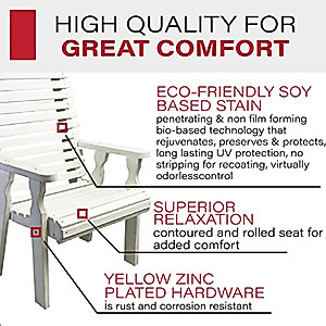 Amish Casual Heavy Duty 600 Lb Roll Back High Back Treated Patio Chair (Semi-Solid White Stain)