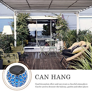 Uonlytech 1pc Outdoor Solar Pendant Lamp Decor Hollow- Out Lamp Decor