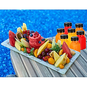 BPFY 48 Pack 4 oz Mini Plastic Juice Bottles with Caps Empty Clear Beverage Containers with Black Tamper Evident Lids, Brush, Funnel, Juicing Bottles for Milk, Smoothie and Other Beverages