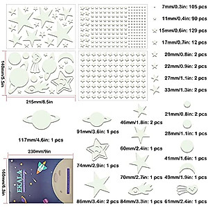 Glow in The Dark Stars for Ceiling,359Pcs 3D Glowing Star Removable Self-Adhesive Wall Decals,Moon, Rocket and Planets Wall Stickers for Girls Boys Kids DIY Bedding Room Bedroom Décor (Blue)