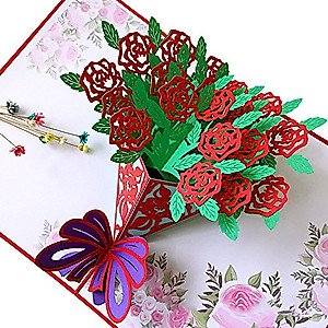Flower Pop Up Cards 3D, Flower Greeting Card with Envelopes for All Occasions, Assorted 4 Flower Cards for Thanksgiving Birthday Christmas Valentine's Day Gift…