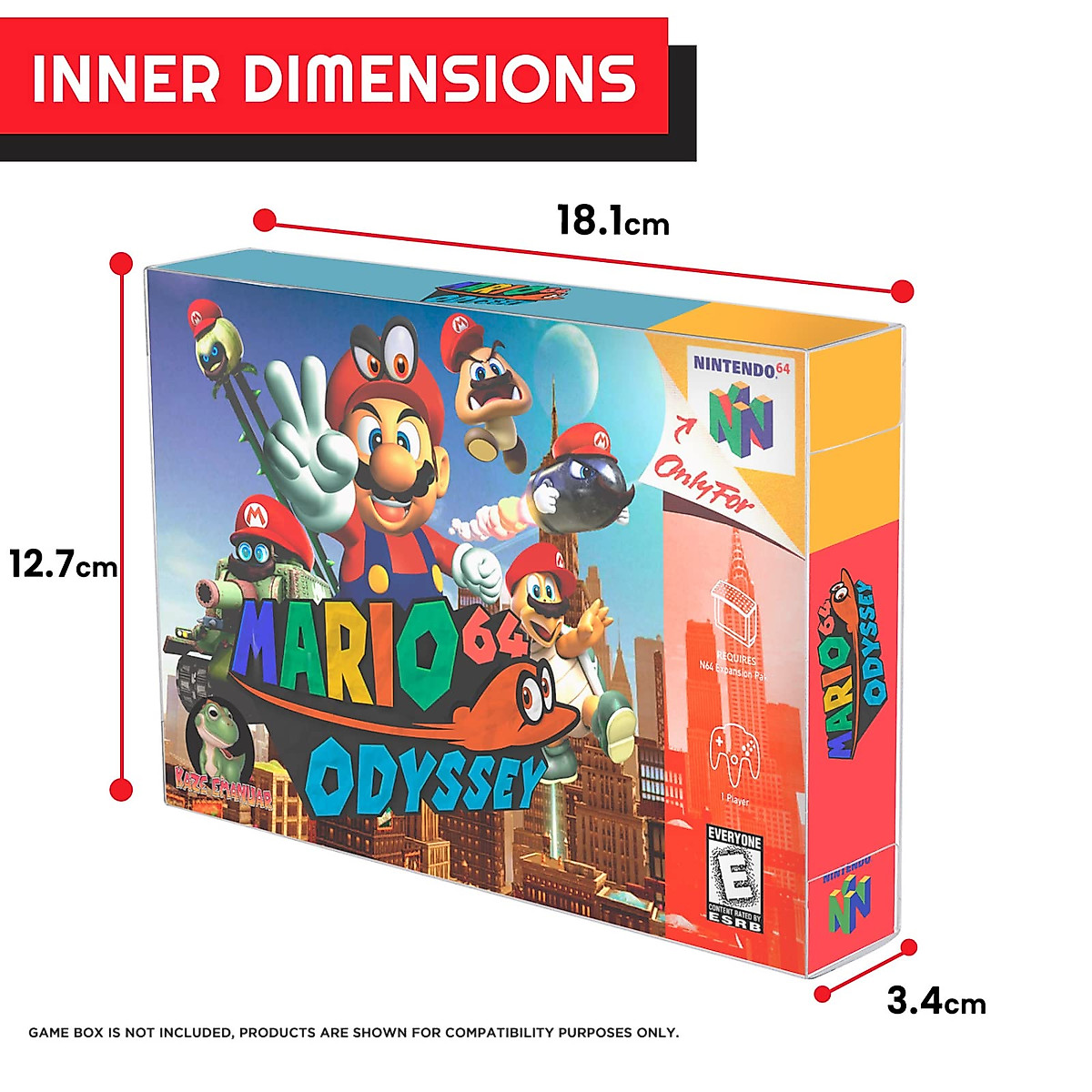 Video Game Box Protector for SNES / N64 Games - 0.40MM Thick PET Protector, SNES/Nintendo 64 Video Games Display Case compatible for Super Mario, Donkey Kong,Zelda (Pack of 25)