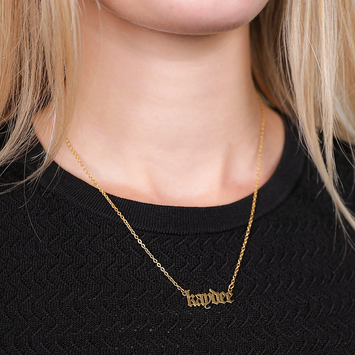 Sorority Shop Alpha Chi Omega Necklace — ACO Old English Font Design, 18K Gold Plated, Alpha Chi Omega Gifts for Women