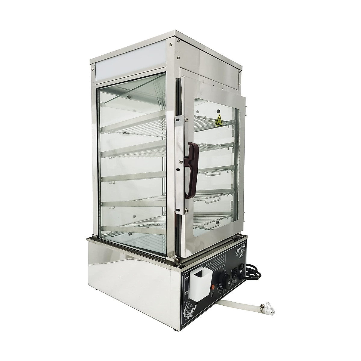 TECHTONGDA 110V Commercial Bun Steamer 5-Layer Food Warmer Display, Food Steamer Bun Warmer Machine, 30-110℃ Temperature Control, Bread Bun Heating Cabinet, Hot Dog Steamer and Bun Warmer