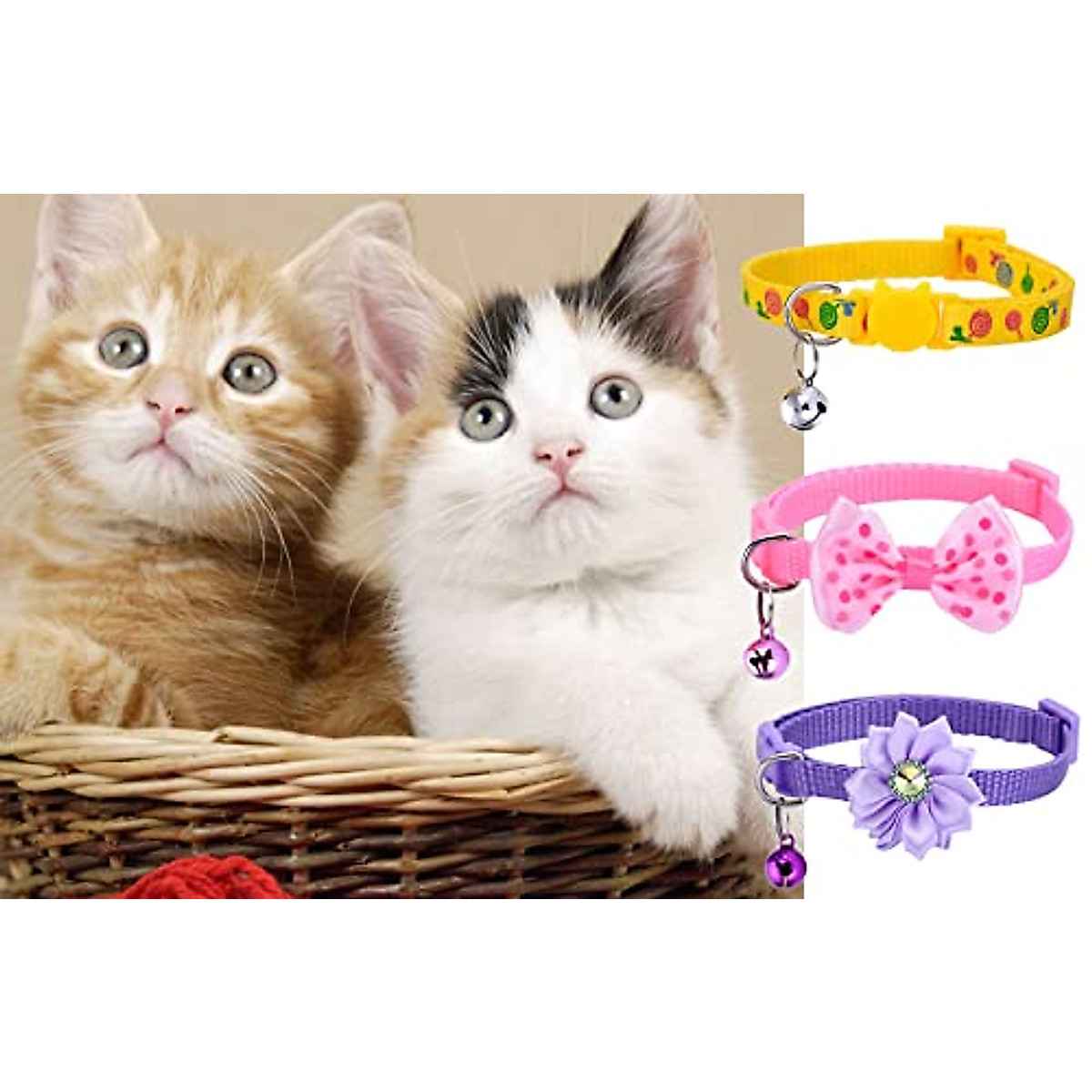 12/16 PCS Cute Cat Collars Breakaway with Bell for Boy Cats and Girl Cats Gifts