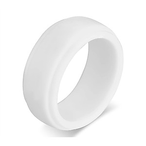 YUNGELX Customize Silicone Couple Rings Her Demon & His Angel Matching Ring for Him Her 8MM Dark Grey Breathable Silicone Rubber Step Edge Dome Comfort Fit Wedding Band Promise Engagement Rings Set