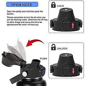 SYACOT 32 oz Stainless Steel Water Bottle, Insulated Double Wall Vacuum Leak Proof Water Flask, Metal Thermo Canteen Mug —Wide Mouth with 2 Straw Lids and spout lid