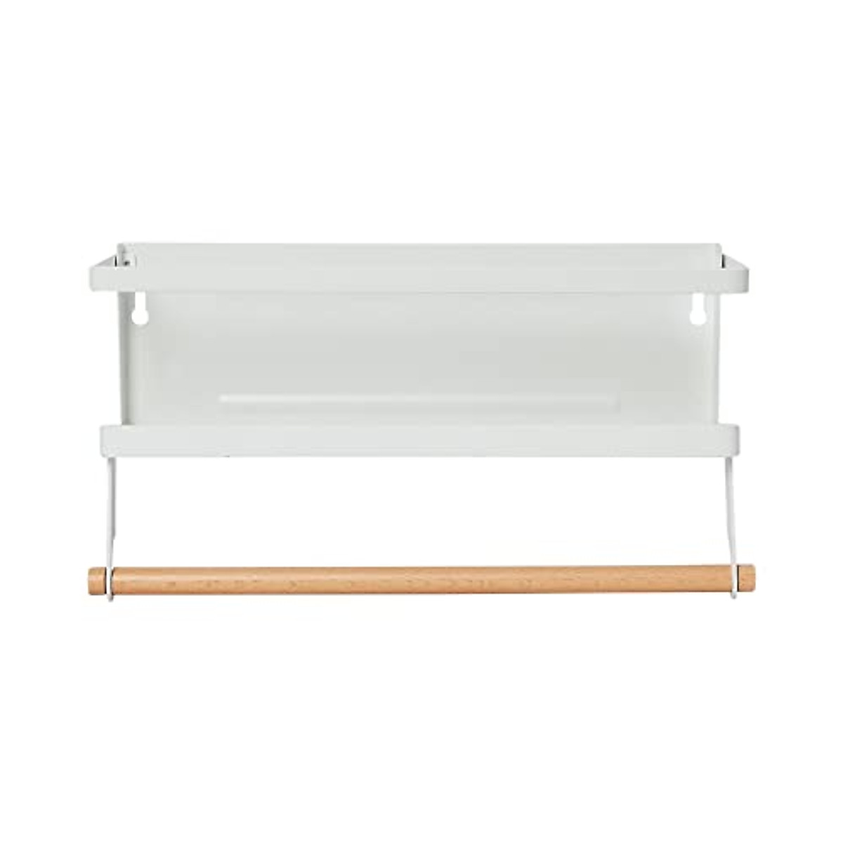 Household Essentials Metal Magnetic Spice Rack with Paper Towel Holder, White