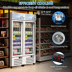 GarveeLife Commercial Merchandiser Refrigerator, 11.5 Cu.Ft,320L Beverage Refrigerator Cooler Merchandiser, Glass Door Display Refrigerator Upright Fridge With 4 Adjustable Shelves, Lightbox for Shop