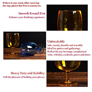 KOXIN-KARLU Classic Stackable 12 ounce Plastic Stem Wine Glasses Acrylic Glasses, set of 6 Multicolor