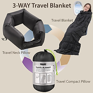 SMART TRAVEL Travel Products Compact Travel Blanket Pillow and Lumbar Cushion 3-Ways Airplane for Women and Kids Lightweight Alternative Down