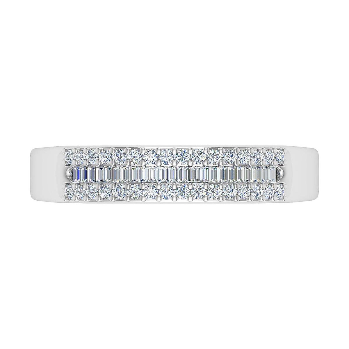 1/4 Carat Baguette and Round Shape Diamond Wedding Band Ring in 10K White Gold (Ring Size 4.75)