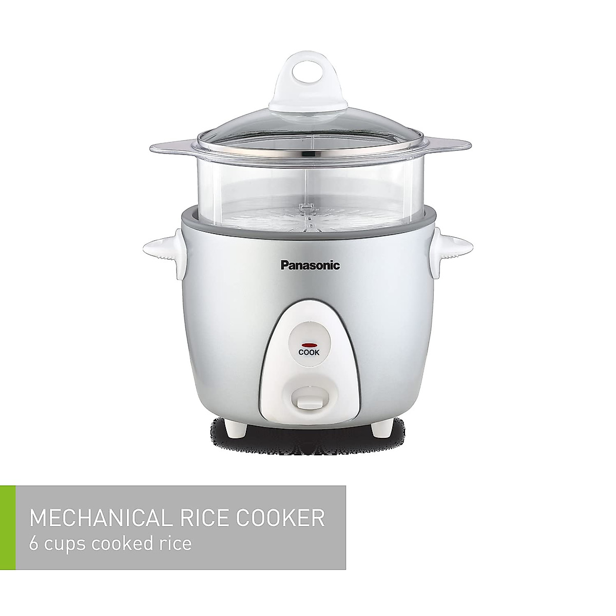 Panasonic SRG06FGE 3 Cup Rice Cooker and Steamer, White