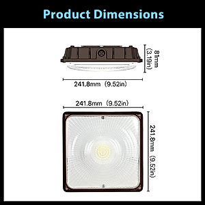 HYPERLITE LED Canopy Light 45W 6300Lumens,9.5"x9.5" LED Canopy Lights 5000K Daylight,Ideal and Commerical Canopy LED Lights for Garage,Carport,Shop,Workshop,Underpass,Entrance