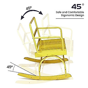 GAOMON Outdoor Patio Rocking Chair,42.52" D x 33.46" W x 35.43" H 2-Person Iron Rocking Chair,Outdoor/Indoor Rocking Chair, Patio Rocking Chair with Wide Seats for Backyard, Garden,Light Yellow