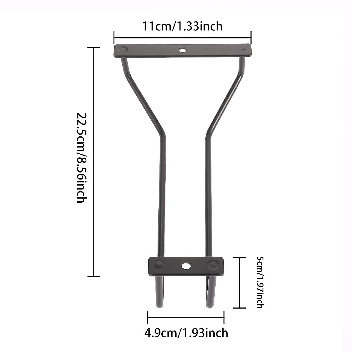 Dianoo 22.5CM Black Wine Glass Rack, Under Cabinet Wine Glass Holder, Stemware Rack Under Shelf, Wine Glasses Storage Hanger For Bar Home