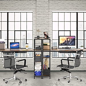 SHW 46-Inch Computer Desk with Adjustable Side Shelf and Drawer, 24" Deep, Rustic Brown