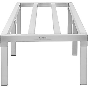 VEVOR Aluminum Dunnage Rack, 60” x 20” Commercial Food Floor Rack, 12” Off The Floor, 1800 lbs Capacity All-Welded Aluminum Storage Rack, for Storage in Restaurants, Kitchens, Garages and Vehicles