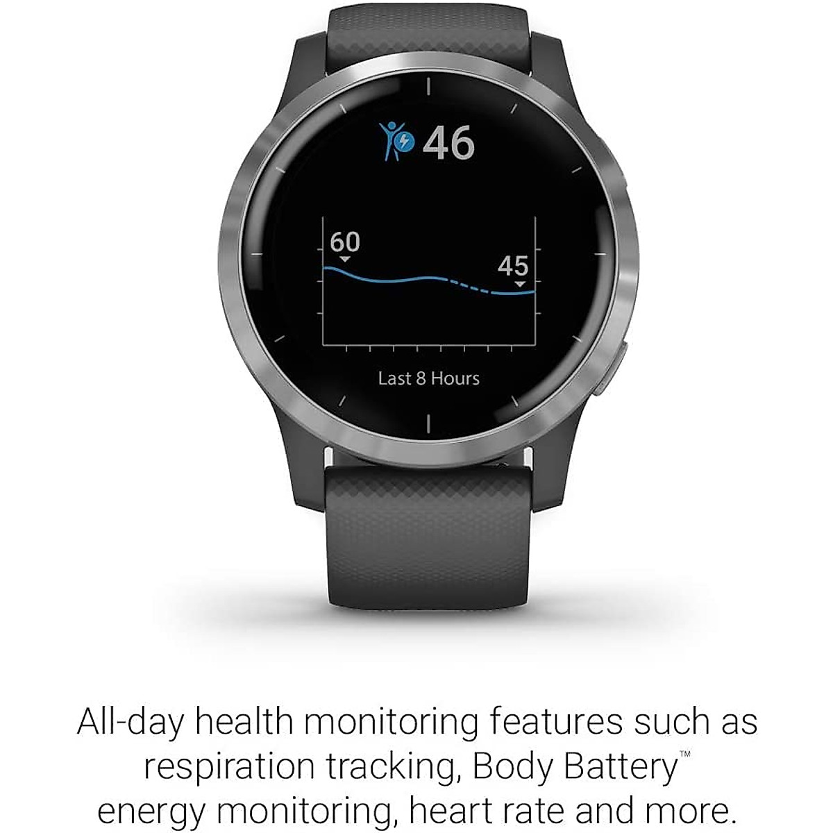 Garmin 010-02174-01 Vivoactive 4, GPS Smartwatch, Features Music, Body Energy Monitoring, Animated Workouts and More, Silver with Gray Band (Refurbished)