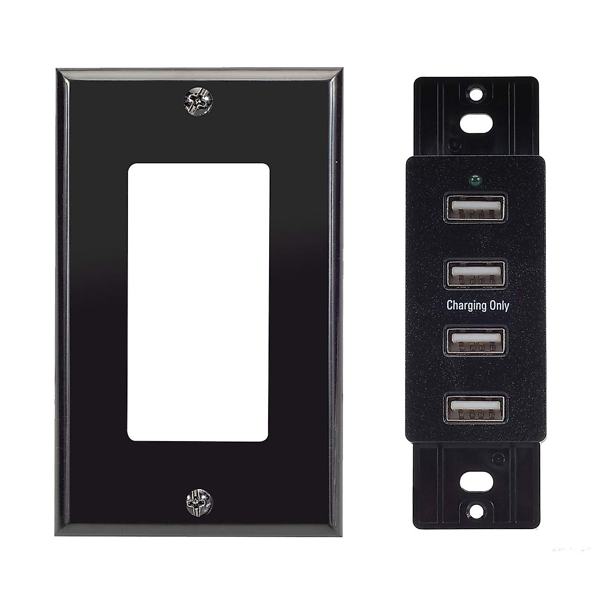 Magnadyne Wall Mount Charging Station, USB-C, USB-A, VPA Sockets, HDMI Pass Through, RV and Automotive Use Wall Plate Included (Black, 4 USB-A Charging Ports)