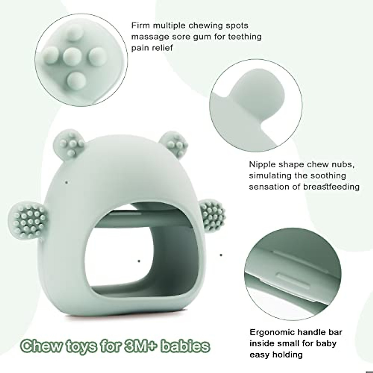 Teething Toys for Babies 3+ Months, AEOLZ Infants Anti-Drop Silicone Baby Mitten Teether Toy for Soothing Sore Gums, Baby Teething Relief Sucking Needs Chew Toy, BPA Free