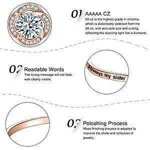 Aihitero Birthday Gift for Sister, Engraved ‘Always My Sister Forever My Friend’ Love Bangle Bracelet, Rose Gold Women Girl Jewelry, Christmas Xmas Anniversary Wedding Present from Brother BFF Sibling