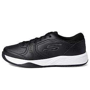 Skechers Men's Viper Court Smash-Athletic Indoor Outdoor Pickleball Shoes | Relaxed Fit Sneakers, Black/White, 10.5 X-Wide
