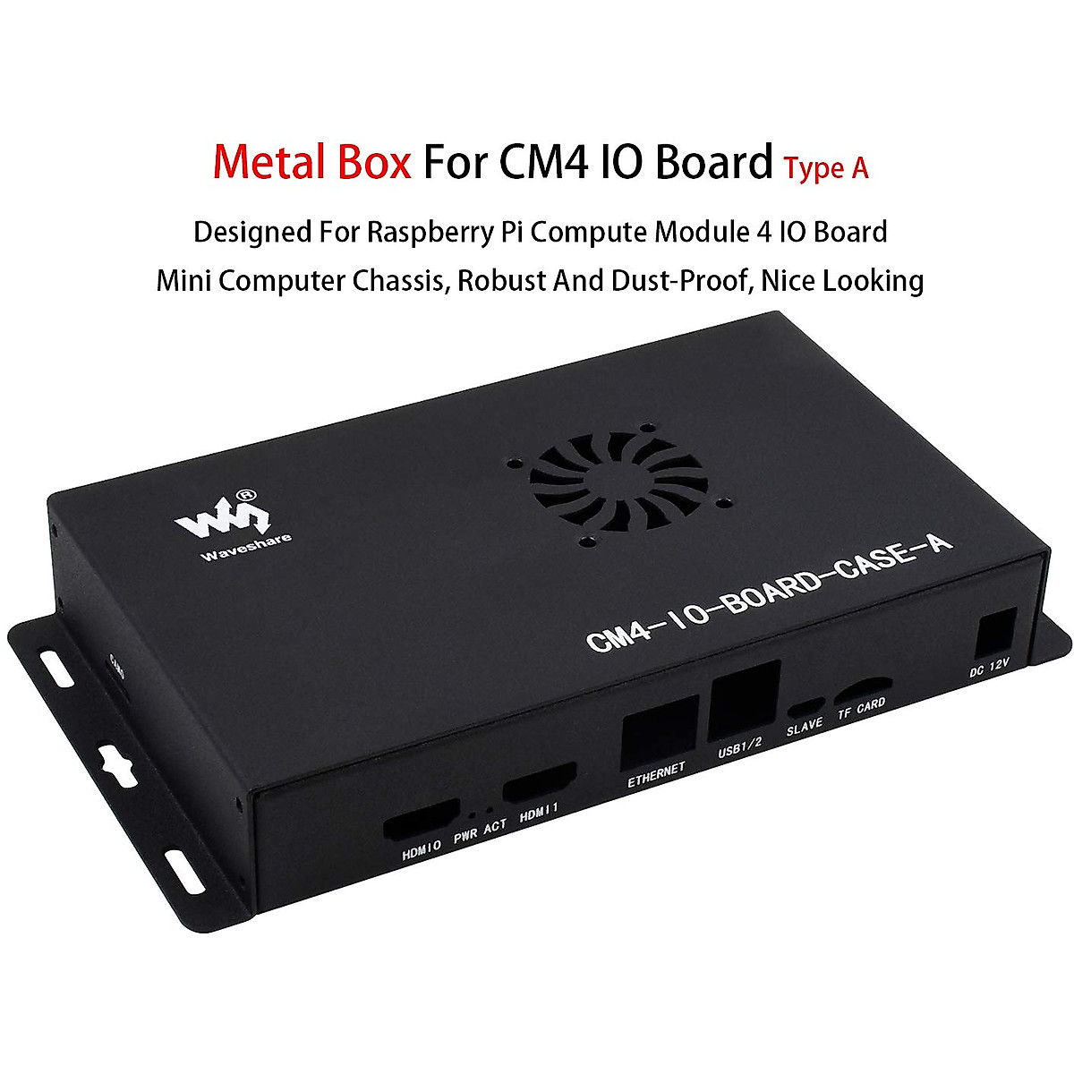 Metal Case/Box with Cooling Fan for Raspberry Pi Compute Module 4 IO Board, Mini Computer Chassis with HDMI,Ethernet,USB ,DSI Display Port, CSI Camera Port