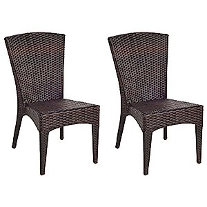 Safavieh Patio Collection New Port Wicker Stackable Outdoor Chairs, Brown, Set of 2
