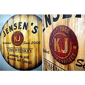 Personalized Table Top Inspired by Old Whiskey & Wine Barrel Lids, Custom Gifts for Men, Rustic Living Room Home Bar Man Cave Wood Furniture, Size 16/20/24/30/36/40/42/46 Inch