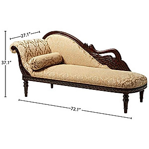 Design Toscano Swan Fainting Left Version Couch, 73", walnut