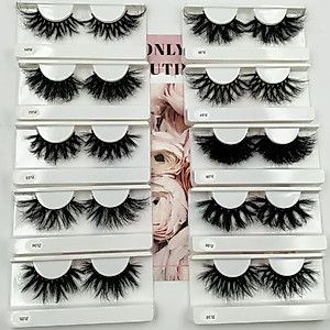 Fluffy Mink Lashes, Ellazzle 20 Pairs Wholesale Eyelashes 25mm Dramatic Thick Volume 3D Eyelashes Mink Reusable Lashes Pack