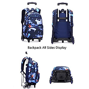 ETAISHOW Boys Girls Rolling Backpack Primary Schoolbag Galaxy-Print Kids Luggage Wheeled Rucksack with 6 Wheels