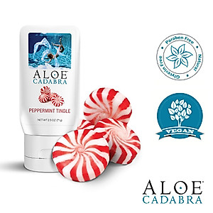 Aloe Cadabra Flavored Personal Lubricant and Vaginal Moisturizer, Organic Edible Aloe Lube for Men, Women and Couples, Non-Staining, pH Balanced, Toy Compatible (Peppermint, 2.5 Ounces, 3 Pack)