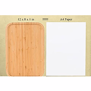 2-Pack 12 X 8 Inches Bamboo Trays ,Serving Tray Bamboo Breakfast Dinner Food Trays Coffee Tea Serving Tray Fruit platters for Home Hotel Restaurant