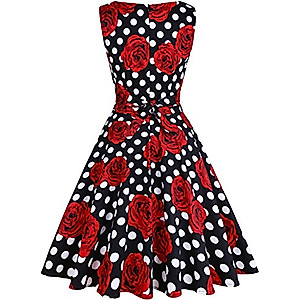 OWIN Women's Vintage 1950's Floral Spring Garden Picnic Dress Party Cocktail Dress