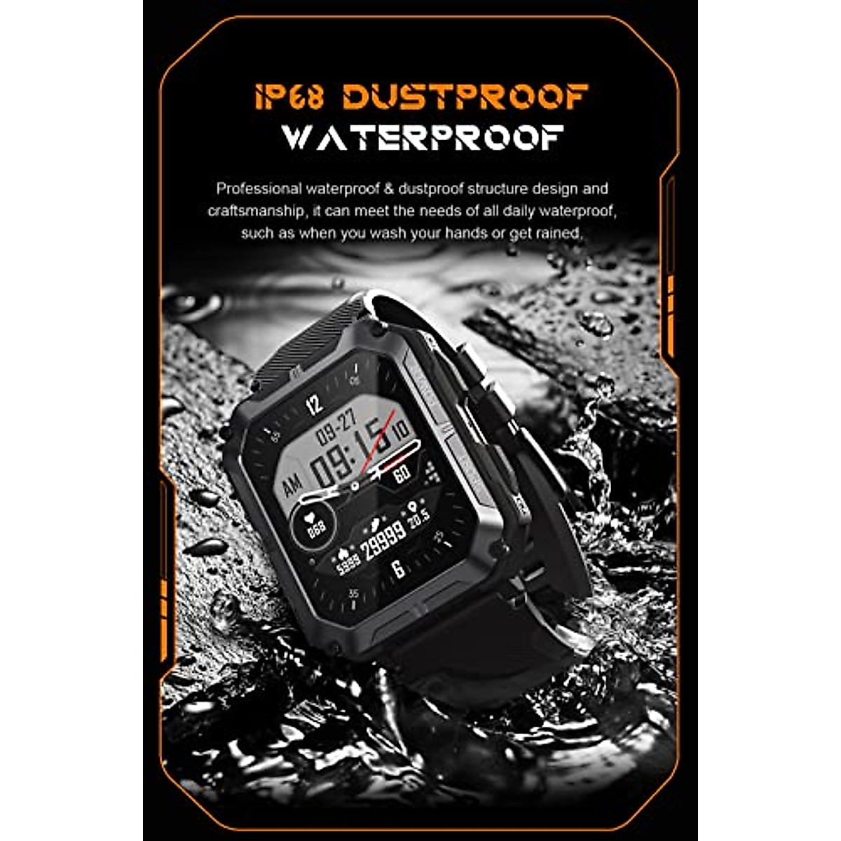 Seiconer Tactical Military Sports Smart Watch for Men,5ATM/IP68 Waterproof Fitness Tracker Heart Rate Blood Pressure SpO2 Sleep Monitor, 1.71" Big Screen Compatible with Android&iOS