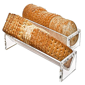1 Piece Transparent Acrylic Rectangular Cracker Server Tray Dessert Biscuit Storage Holder Tray Food Display Stand (V Style)