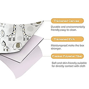 INough Extra Large Baby Hamper for Nursery, 58L Kids Laundry Basket Baby Room Decor, Waterproof Canvas Clothes Hamper Toy Box for Boys Laundry Hamper Foldable Toy Storage Basket with Handles