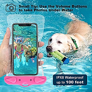Arae Waterproof Phone Pouch Compatible for iPhone 13 Pro Max 12 11 XR X 8 7 Plus Samsung Galaxy S21 and More Up to 7 Inch for Beach Swimming Surfing Snorkeling 2 Packs Black+Pink