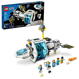 LEGO City Lunar Space Station, 60349 NASA Inspired Building Toy, Model Set with Docking Capsule, Labs and 5 Astronaut Minifigures