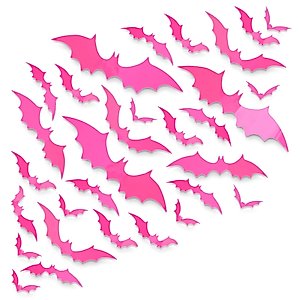 Whaline 72 Pack 3D Bats Stickers Plastic Wall Bat Decals for Home Window Decor Halloween Party Supplies (Black)